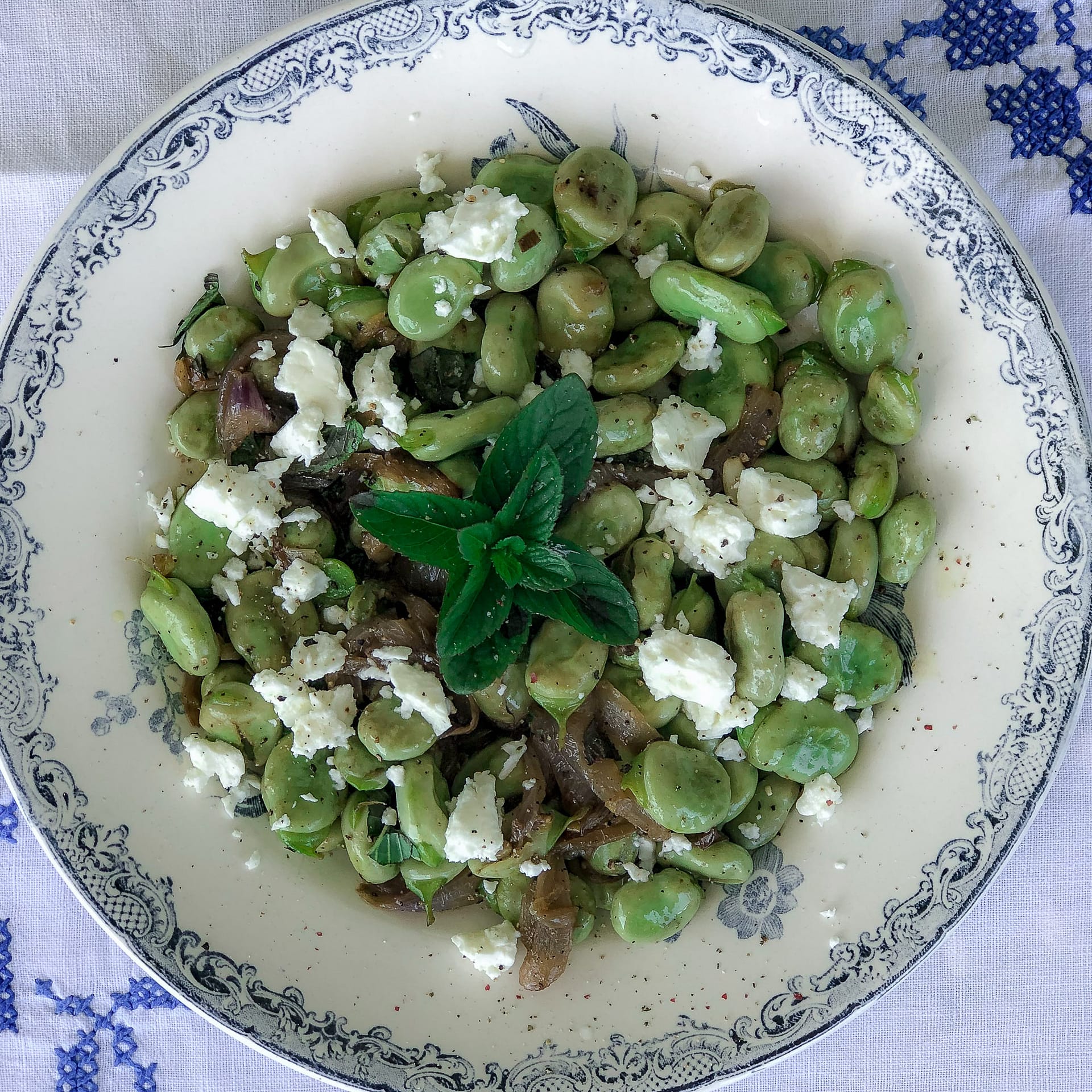 Broad Beans with Mint, Wild Garlic and Feta - The Wild Epicurean