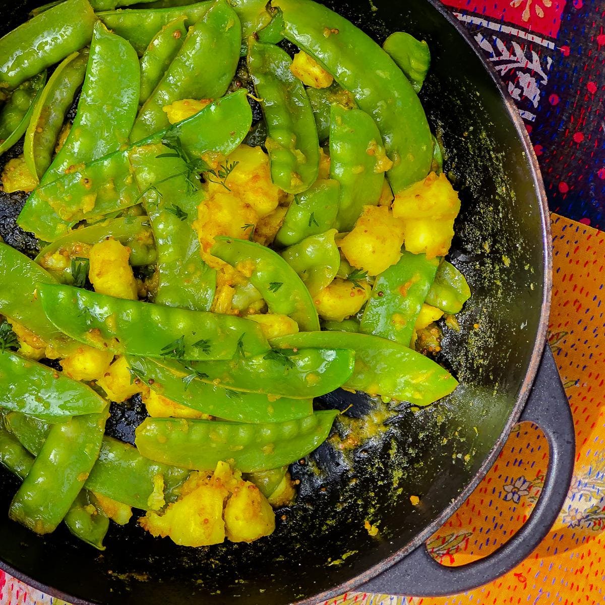 Mangetout and Potato Stir Fry - The Wild Epicurean
